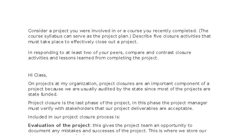 Project Closure Activities: Key Steps for Effective Completion (8-1 ...