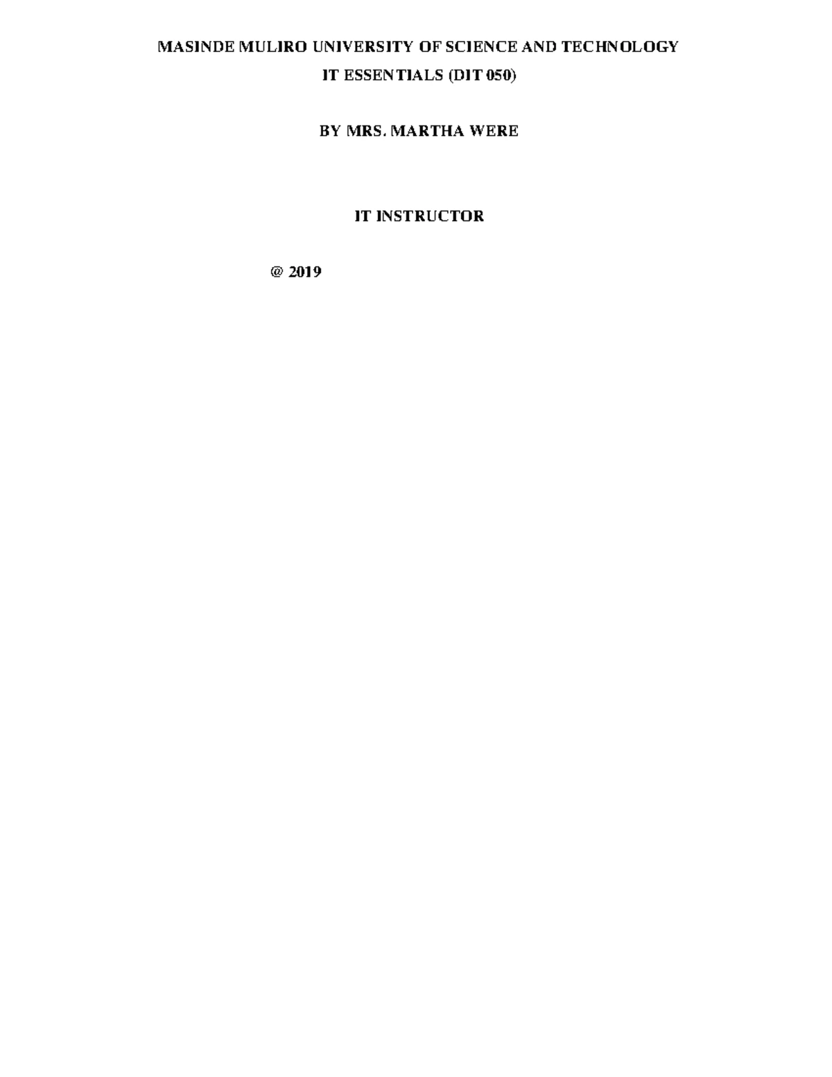 Introduction To Ict Lecture Notes Introduction To Ict Ict Or