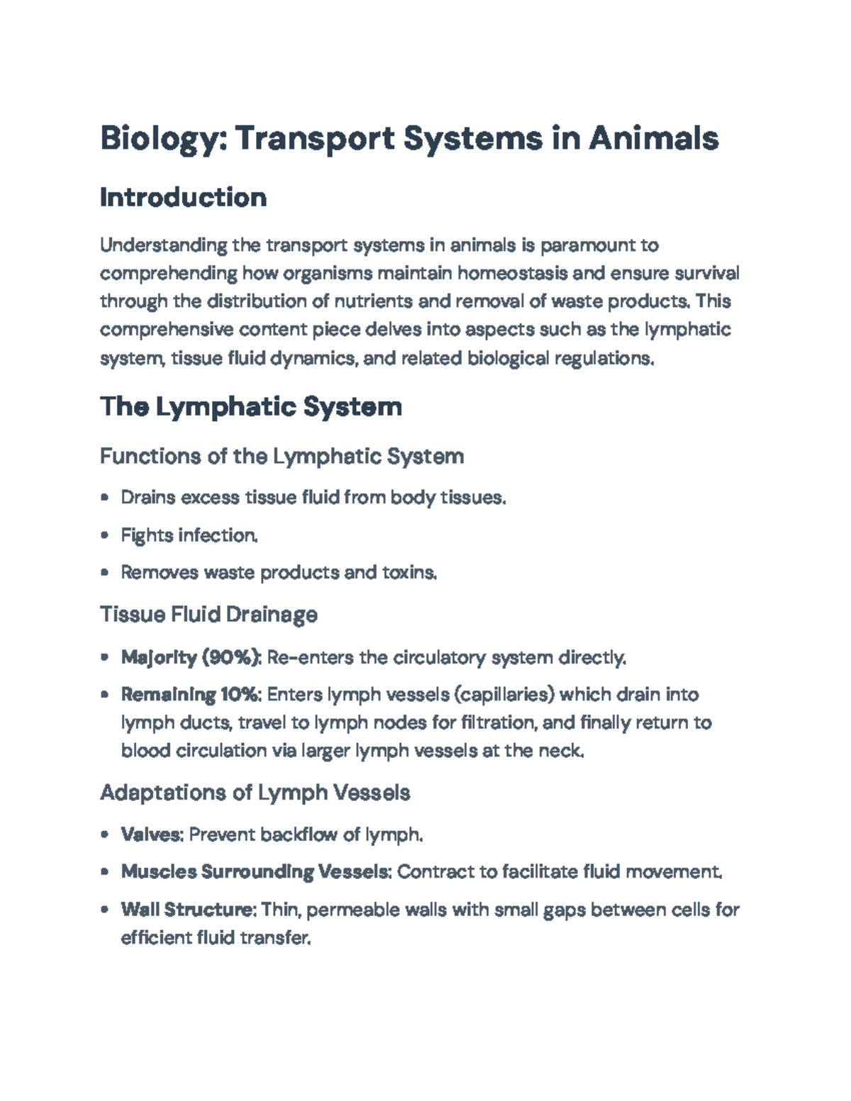 Biology 101: Understanding Transport Systems in Animals and Homeostasis ...