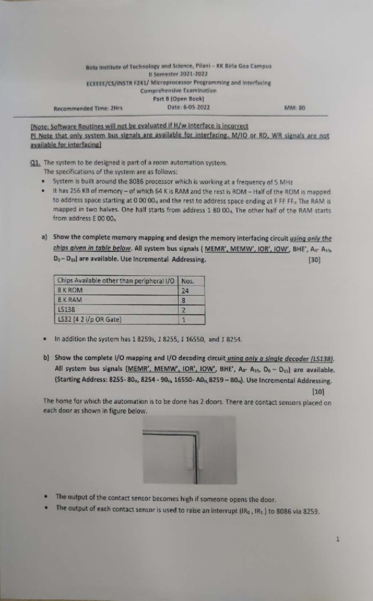 I1 Semester Microprocessor Programming & Interfacing Compre Exam Part B - Studocu