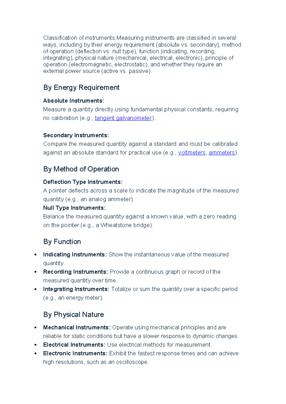 Classification of Instruments: Types, Functions, and Errors Analysis ...