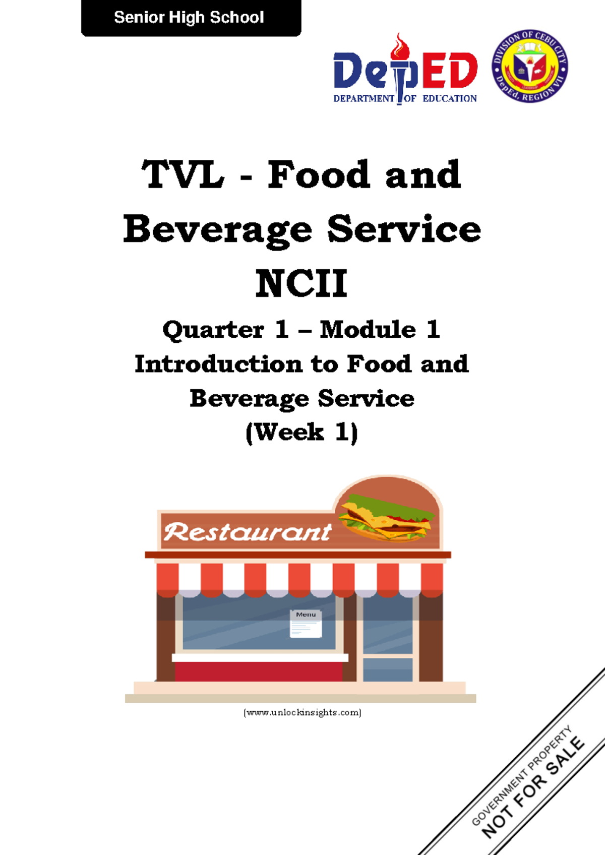 TVL FBS Q1M1 Week 1: Introduction to Food and Beverage Service - Studocu