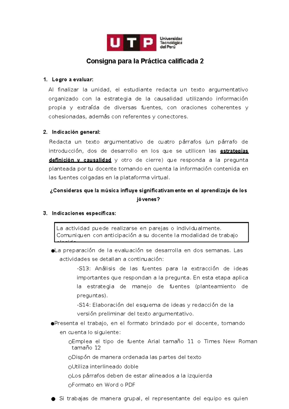 EA AL01 Práctica Calificada 2: La Influencia de la Música en el ...