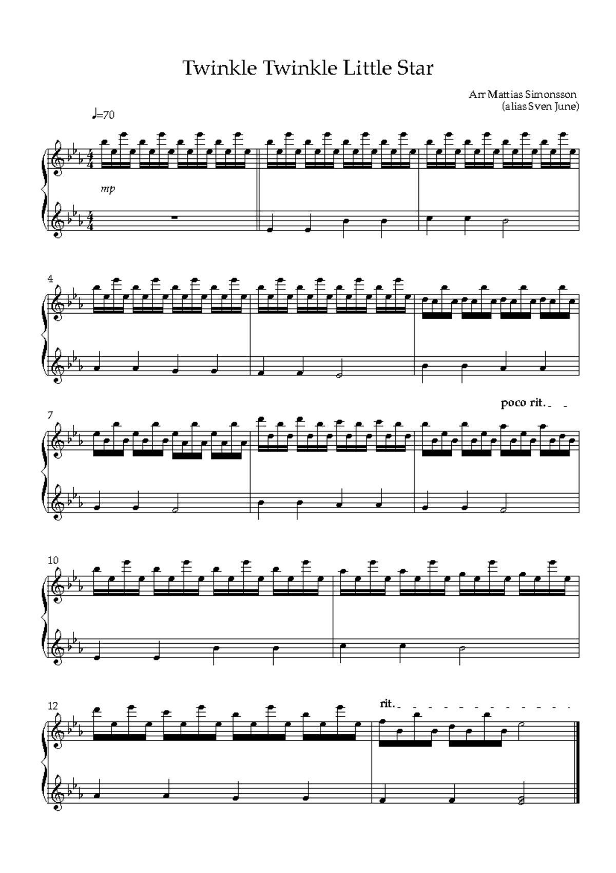 Twinkle Twinkle Little Star - Music Arrangement v1 - Studocu