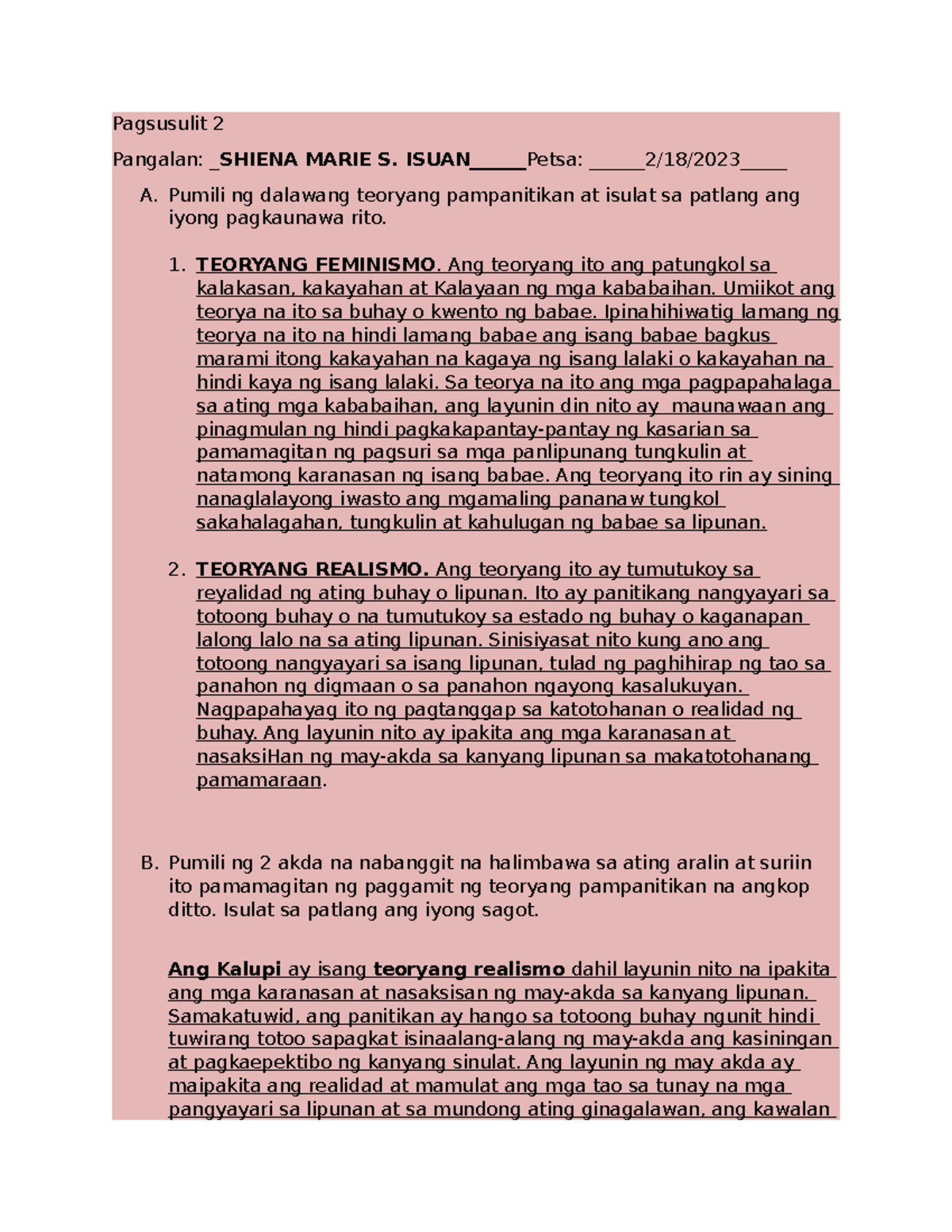 Teoryang Pampanitikan Handout 2 Teoryang Pampanitikan | PPT