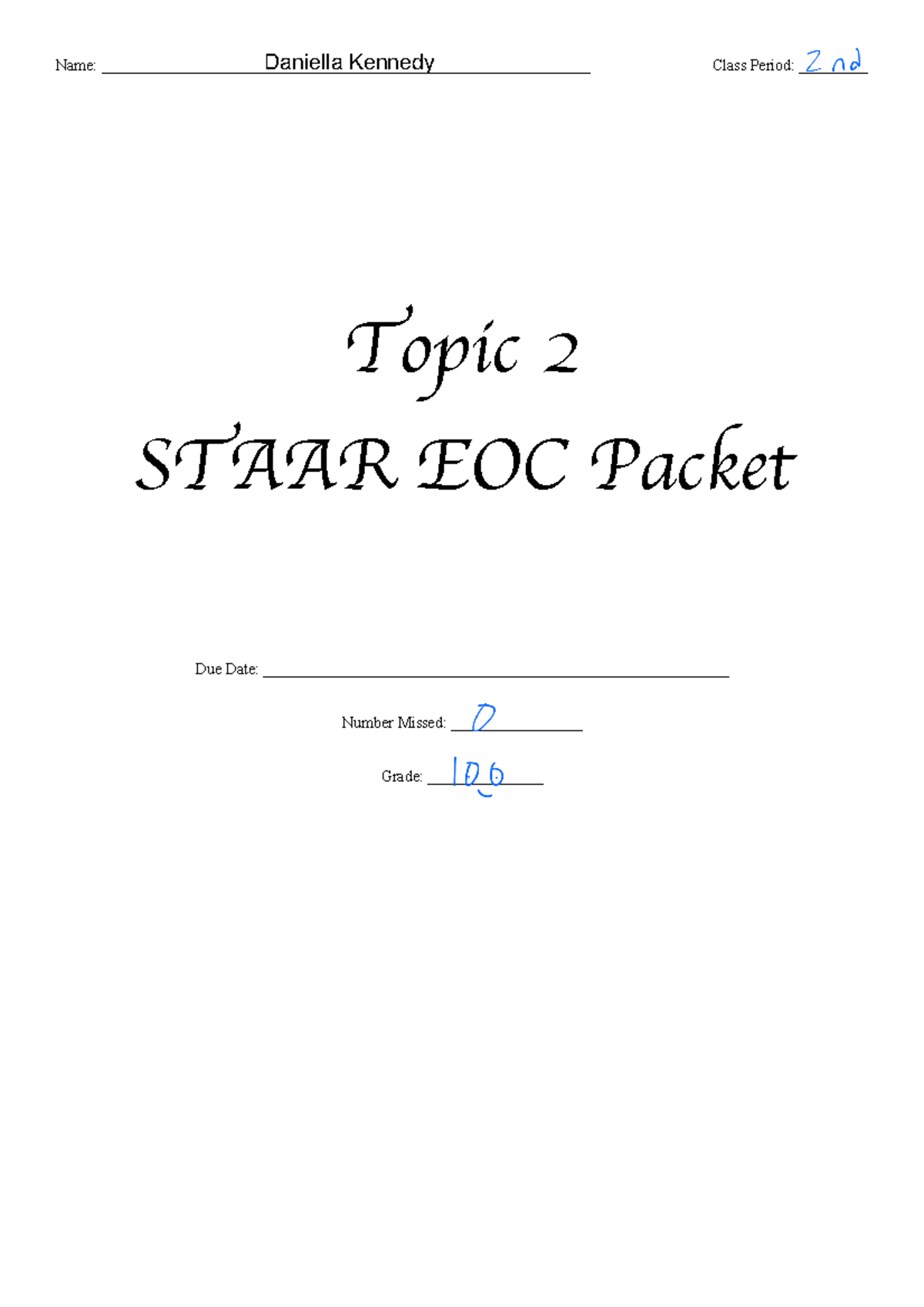STAAR EOC Topic 2 Practice Packet for TEKS Week 5 & 7 - Studocu