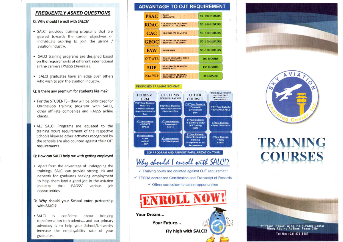 SALCI OJT FAQs & Training Programs Overview for Aviation Careers - Studocu