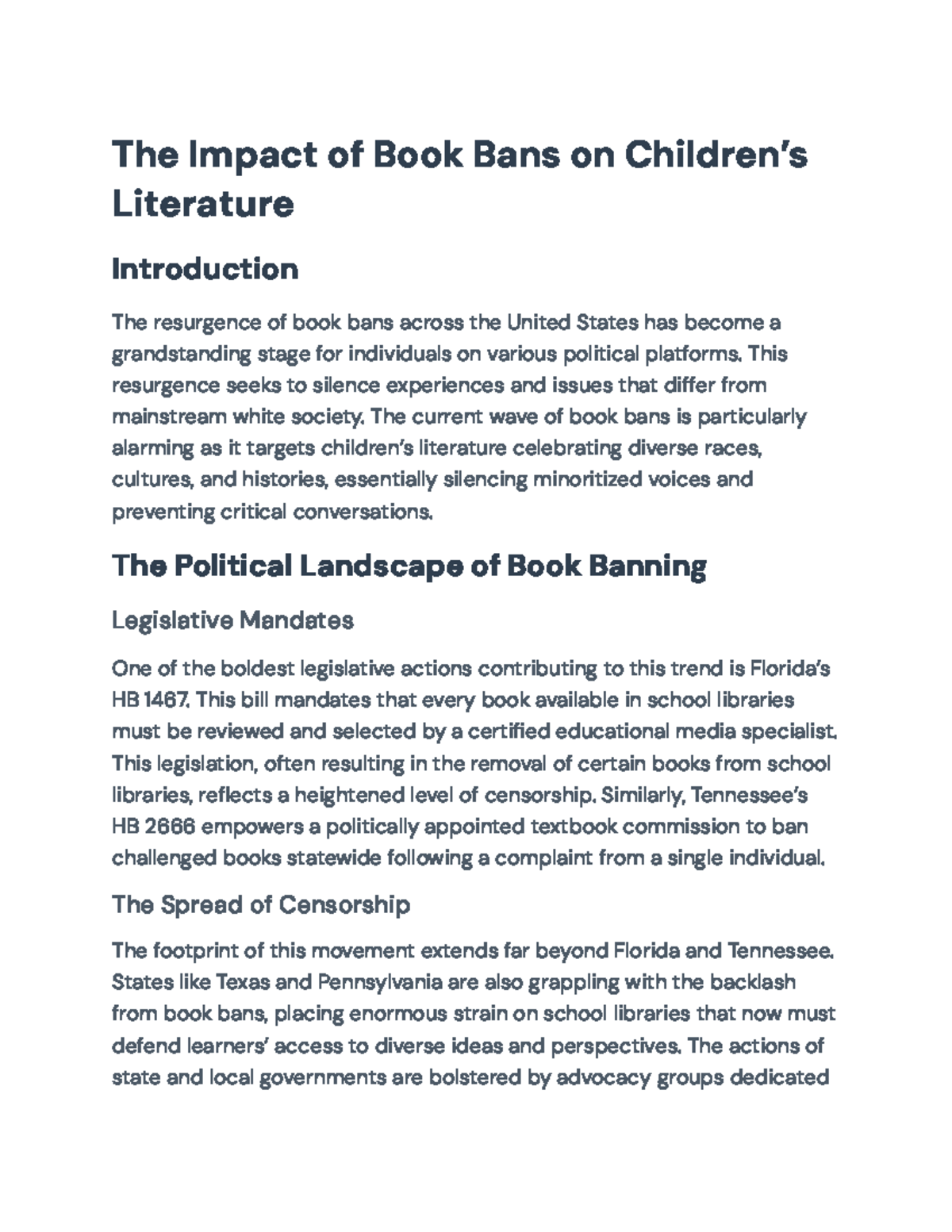 The Impact of Book Bans on Children's Literature: A Critical Analysis ...