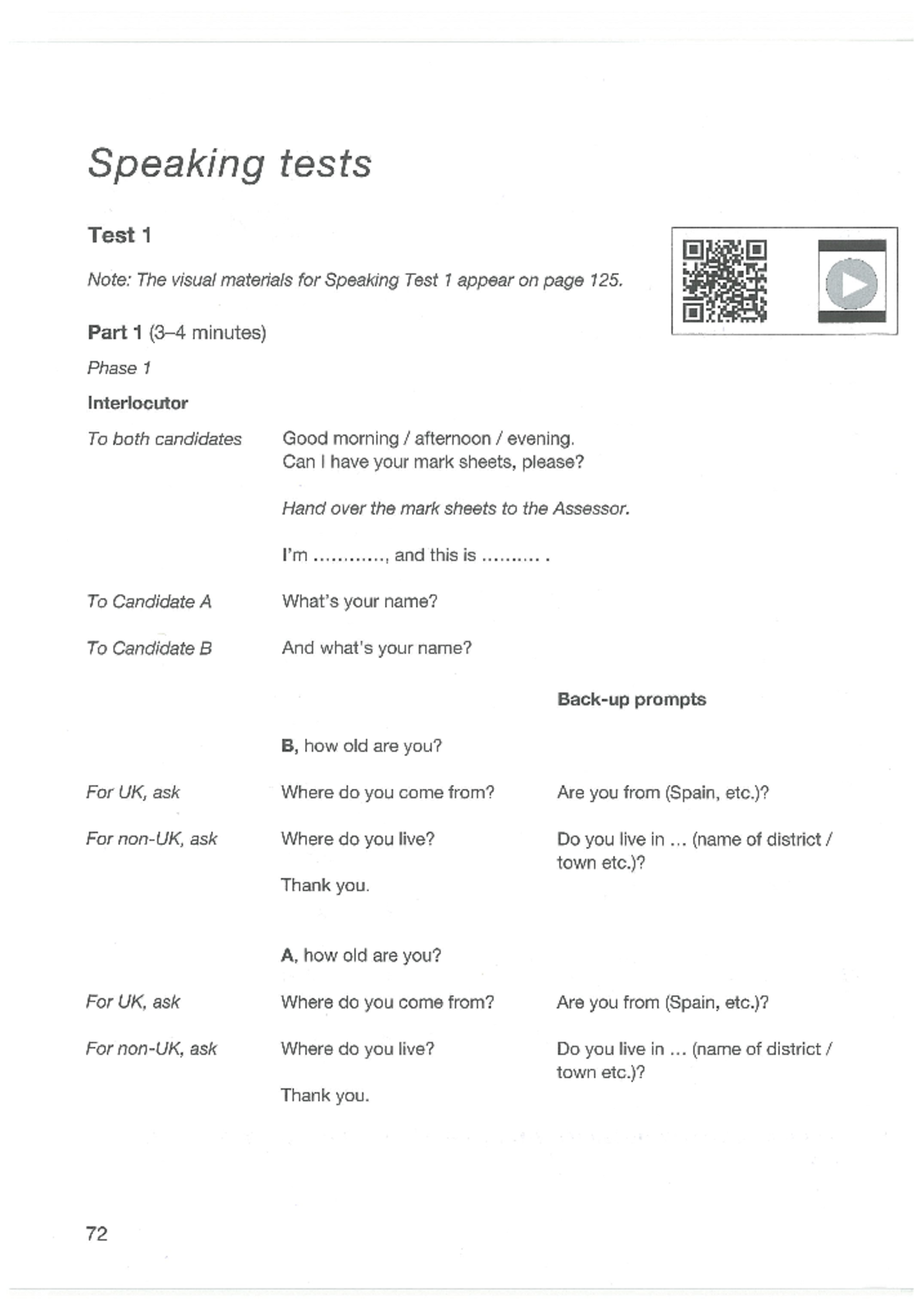 KET - A2 Key for School 2020 Authentic Practice Tests - Speaking 1 ...