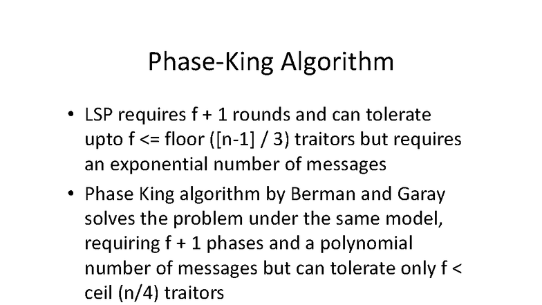 Phase King Algorithm Overview and Analysis (CS 101) - Studocu