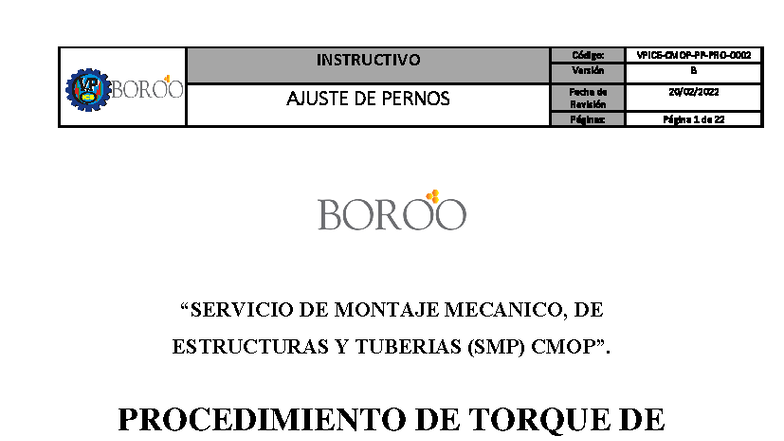 Procedimiento de Torque para Uniones Bridadas - Vpice-CMOP-PP-PRO-0002 ...