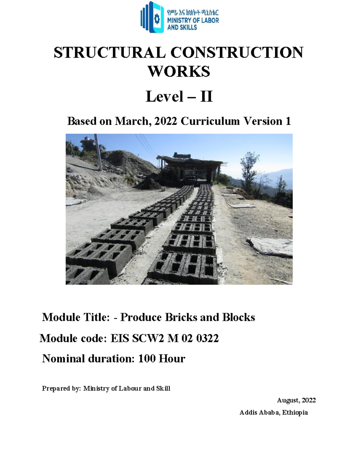 EIS SCW2 M 02 0322: Produce Bricks and Blocks Module Guide - Studocu