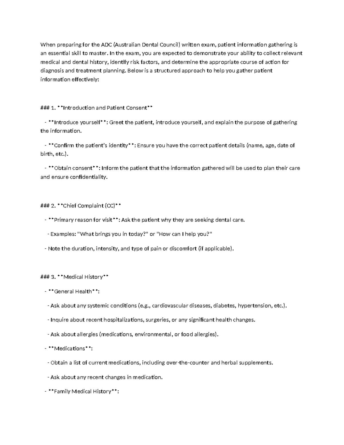 ADC Patient Information Gathering Guide for Written Exam Preparation ...