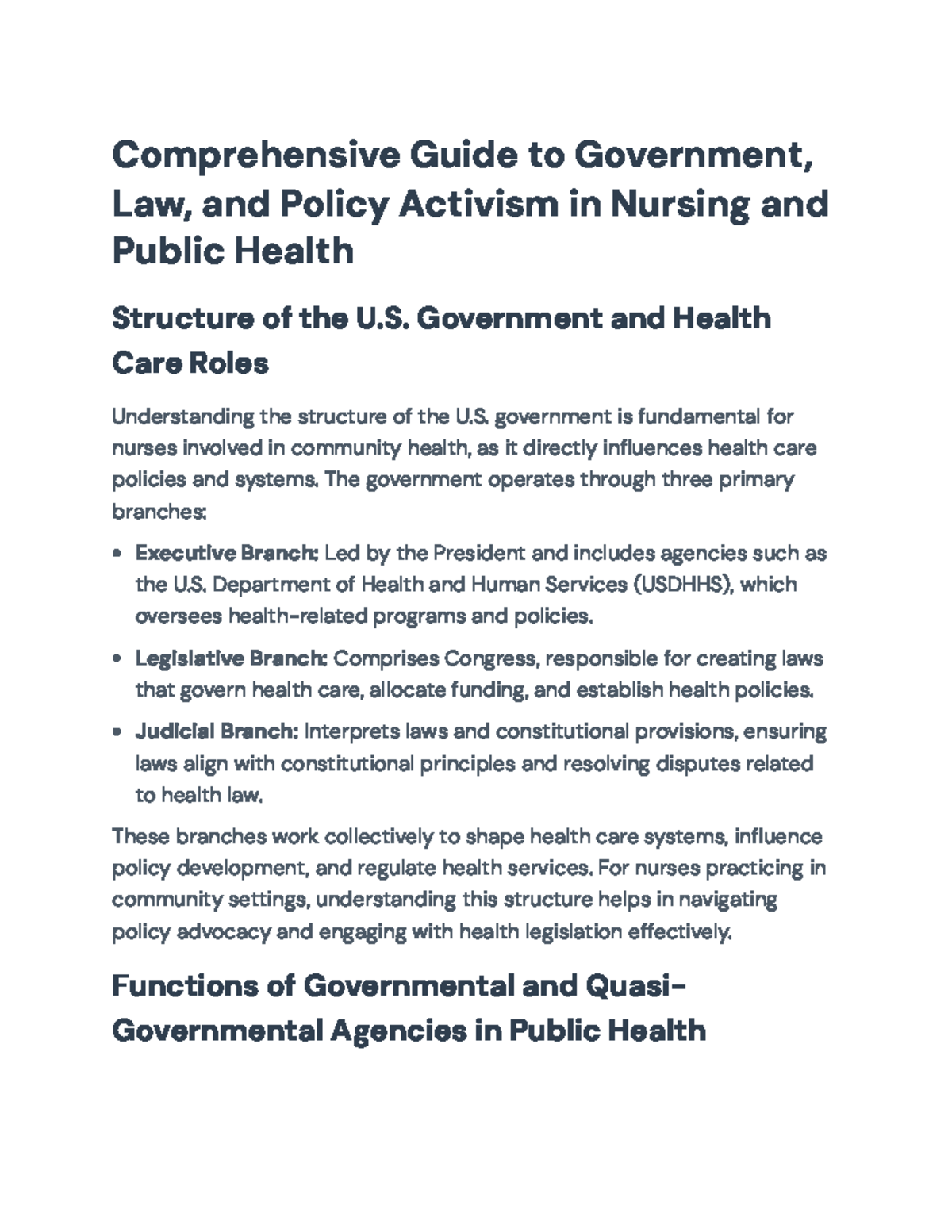 Comprehensive Guide to Nursing Policy & Health Activism (NUR 101) - Studocu