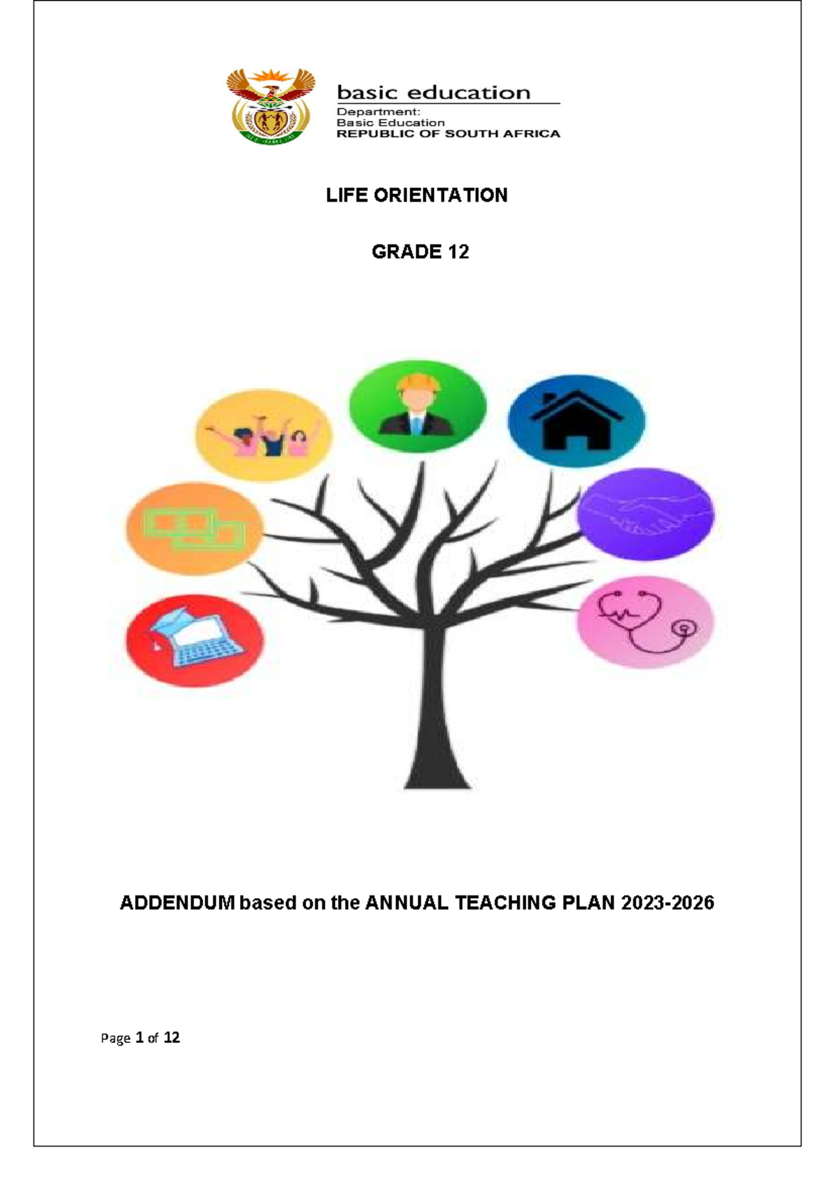2026 LIFE ORIENTATION GRADE 12 FET: ANNUAL TEACHING PLAN ADDENDUM - Studocu