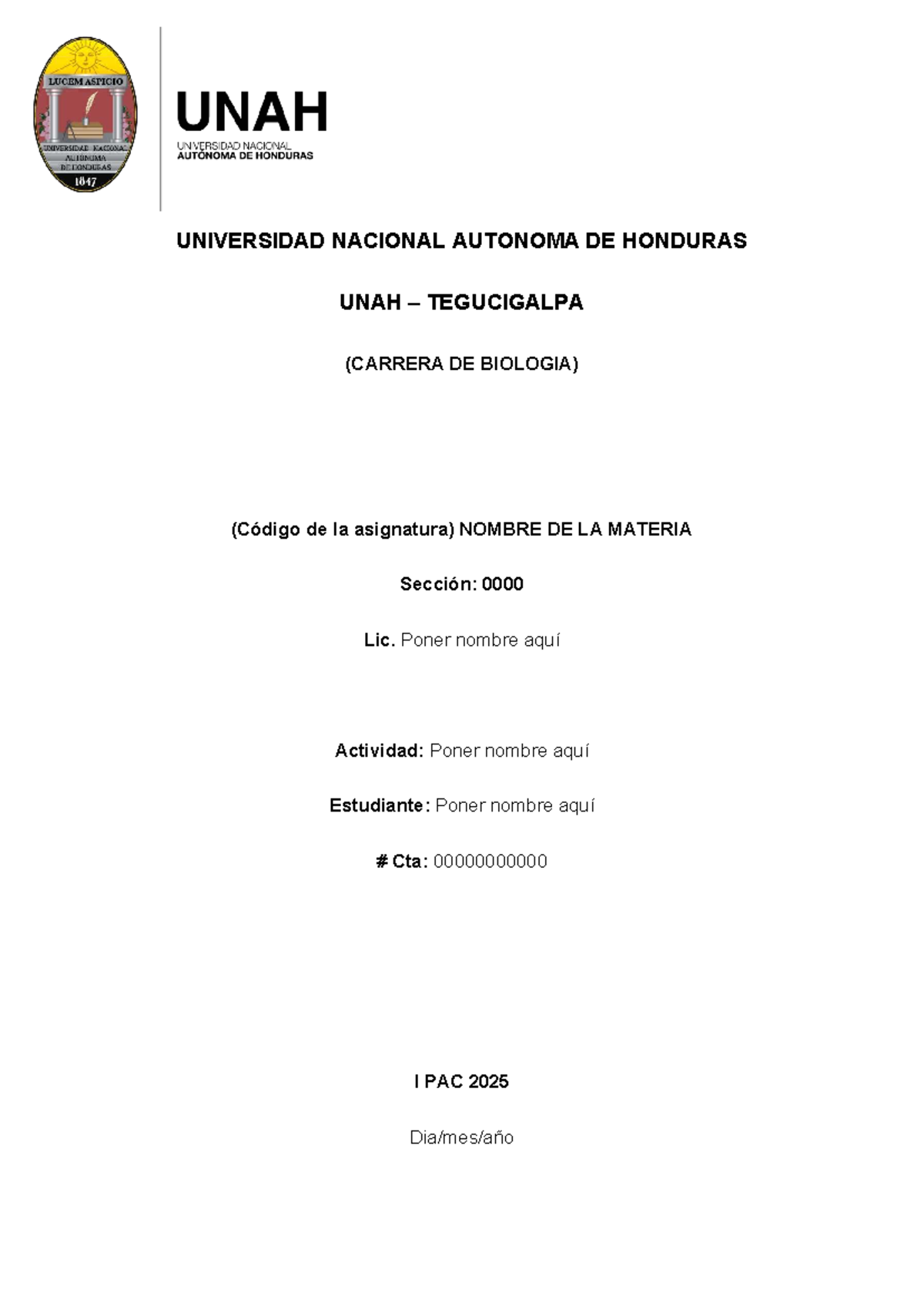Portada Formato - Español General - UNIVERSIDAD NACIONAL AUTONOMA DE ...