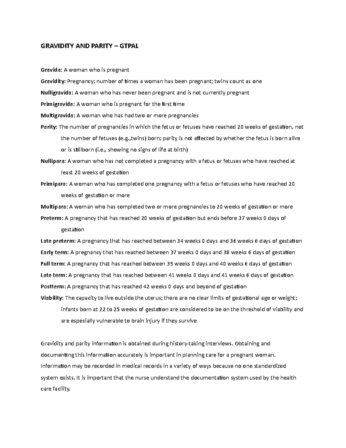 Gravidity and Parity Explained - GRAVIDITY AND PARITY – GTPAL Gravida ...