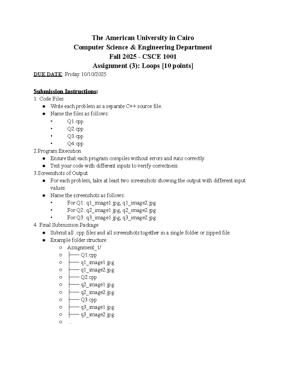 CSCE 1001 F25 Assignment 3: Loops Programming Tasks - Studocu