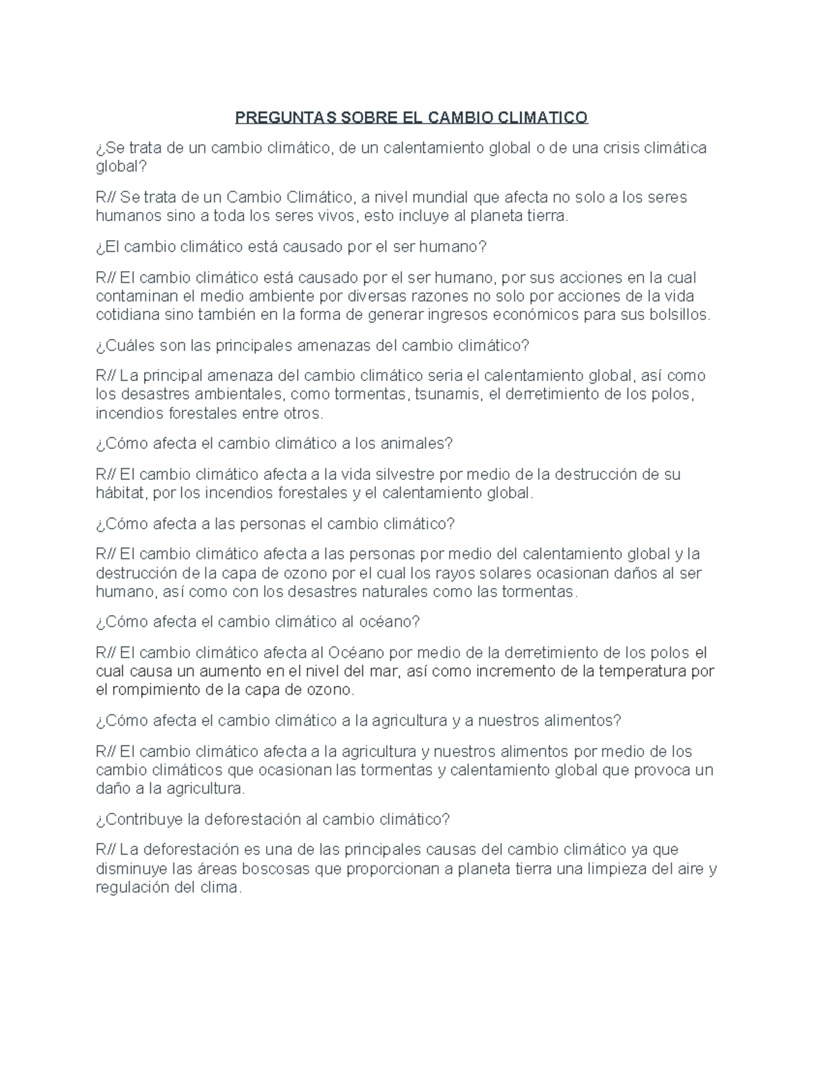 Cambio Climatico, Wilson CHUY - PREGUNTAS SOBRE EL CAMBIO CLIMATICO ¿Se ...