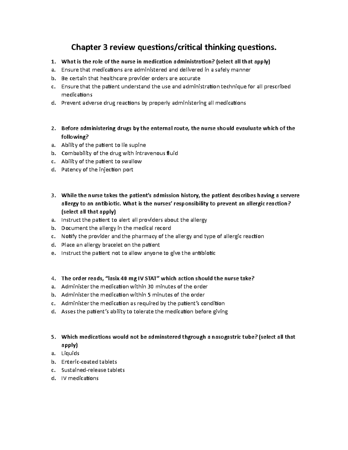 Chapter 3 q's - Testbank Answers - Chapter 3 review questions/critical ...