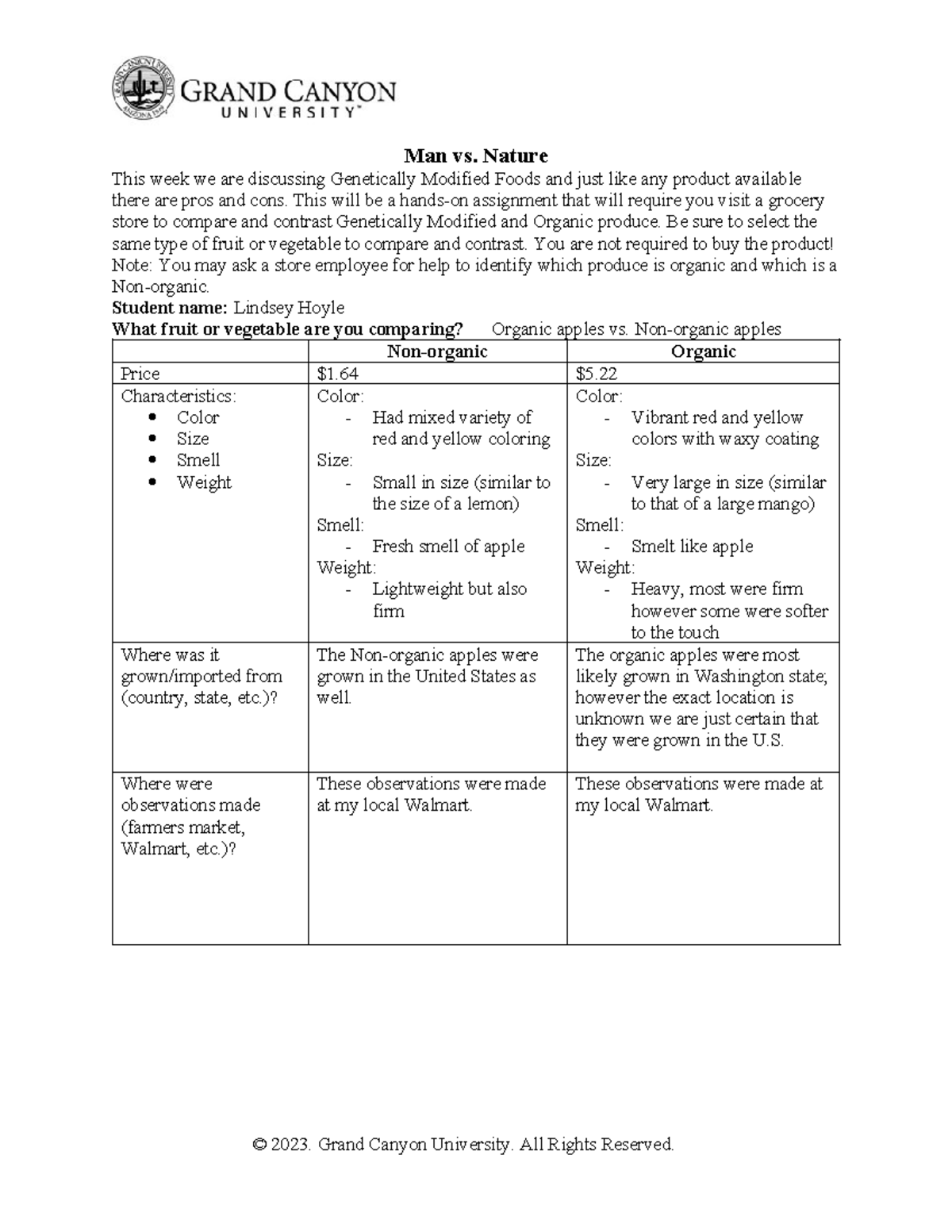BIO-220-Man Vs Nature-Lindsey Hoyle - Man vs. Nature This week we are ...
