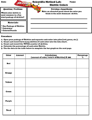 Pre-Lab Scientific Method Lab - Skittles - Name ...