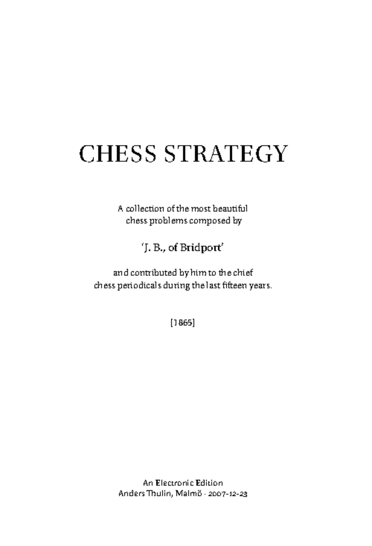 CHESS STRATEGY: A Collection of Beautiful Problems (2007) - Studocu