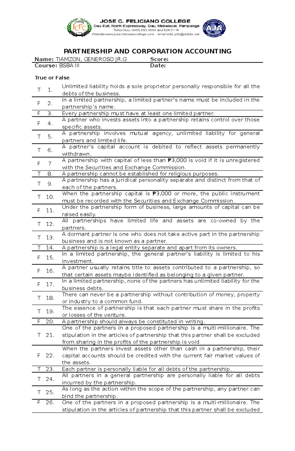 Intermediate Accounting 1 (Bank Reconciliation) Practice Test ...