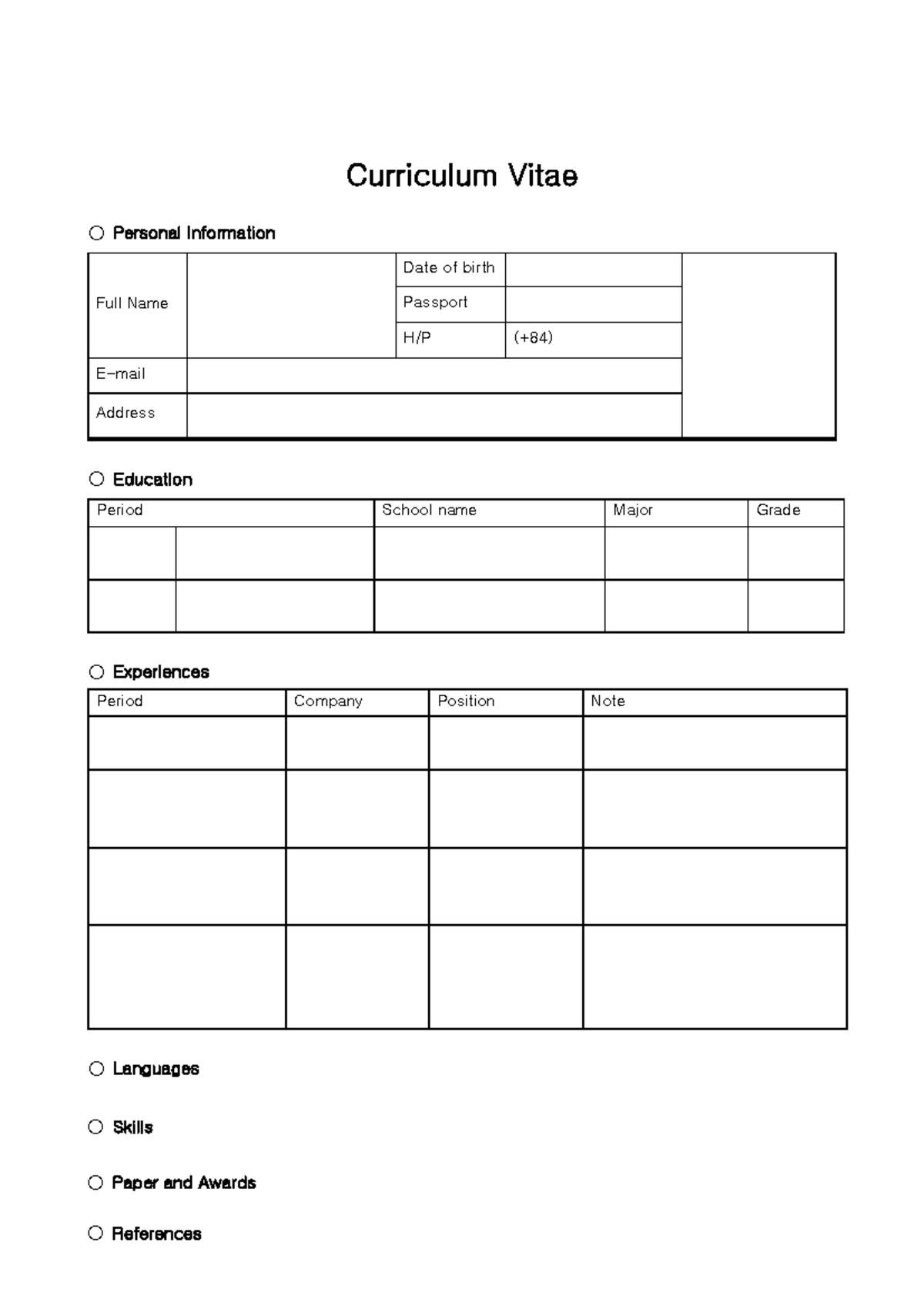 Sample CV 1 - cv to apply to a company - Finance - 본 문서의 2 차 저작권은 와우폼에 ...