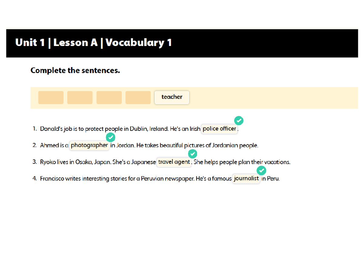 Unit 1 I Lesson A I Vocabulary 1 Exercises and Answers - Studocu