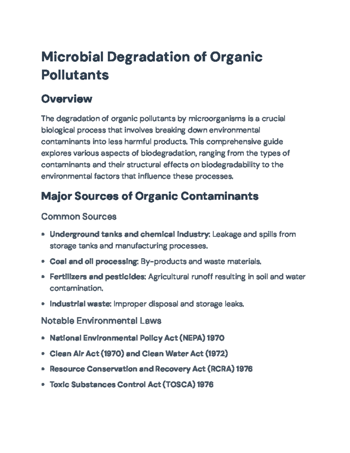 Microbial Degradation of Organic Pollutants: Processes and Factors ...