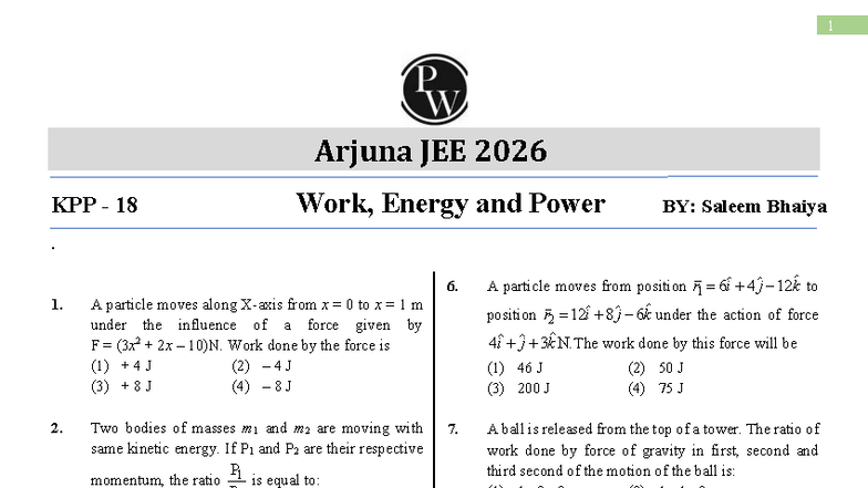 KPP 18 Final Exam: Work, Energy and Power Concepts - Studocu