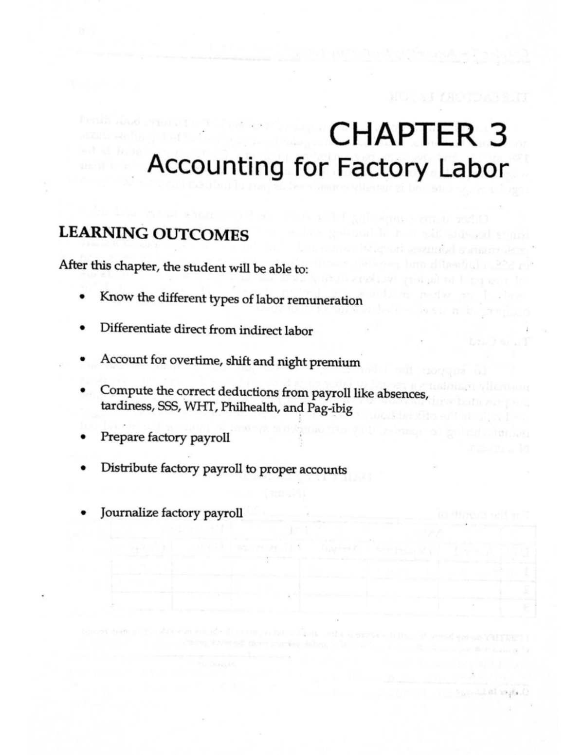 CHAPTER 3: Accounting for Factory Labor - Key Concepts and Payroll ...