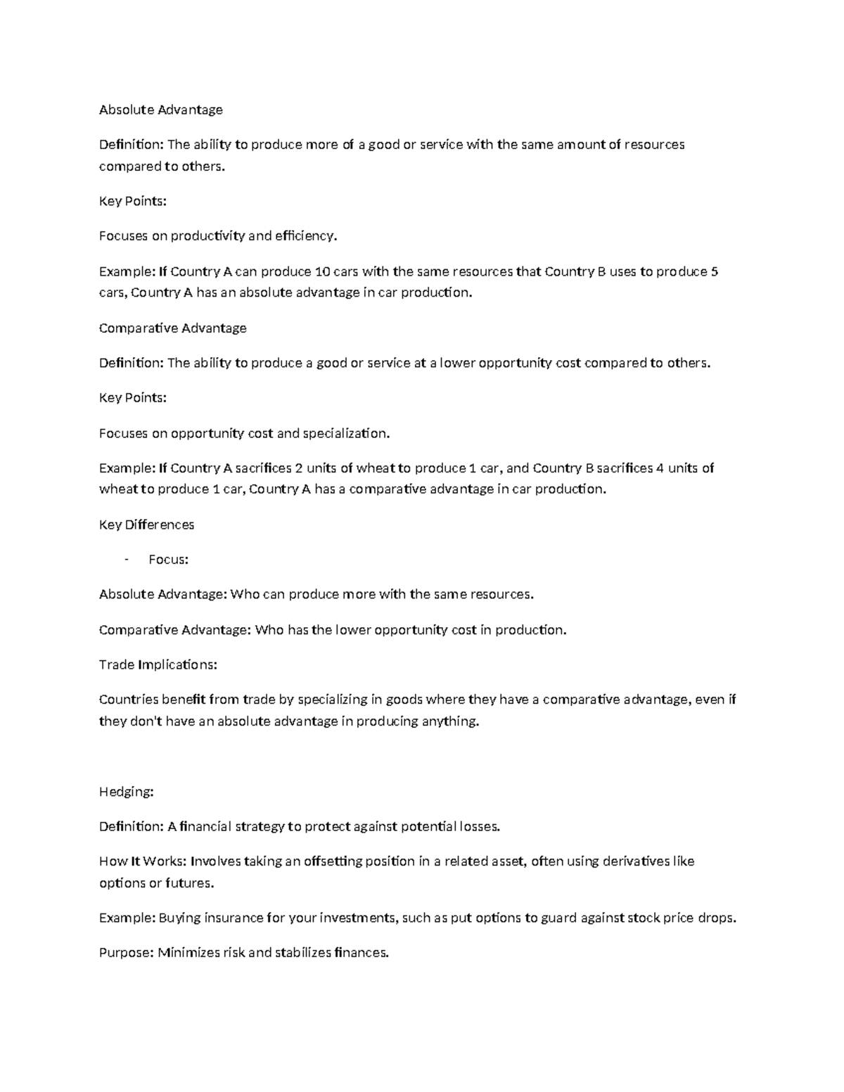 Final IB - dddddddddd - Absolute Advantage Definition: The ability to ...