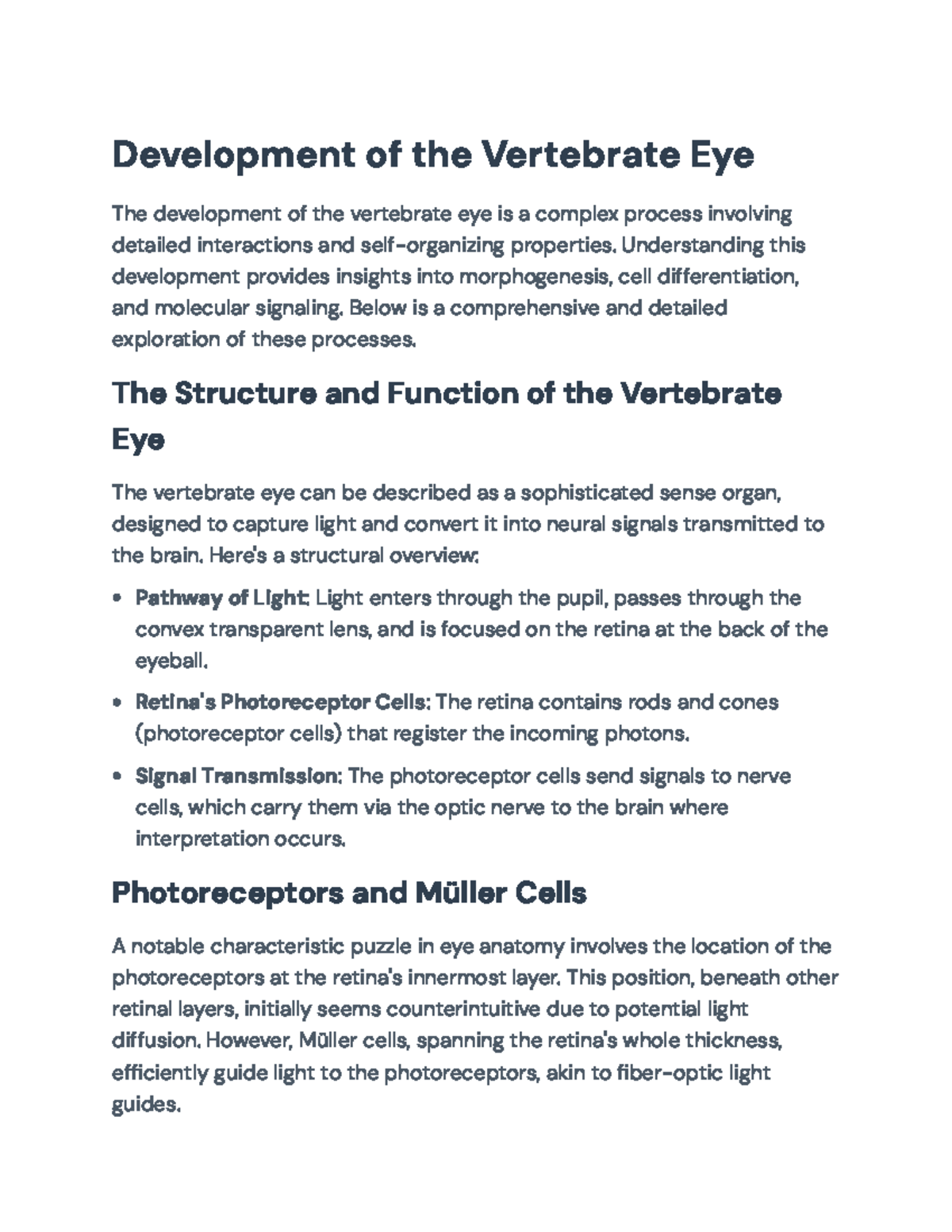 Vertebrate Eye Development: Morphogenesis & Signaling Insights - Studocu