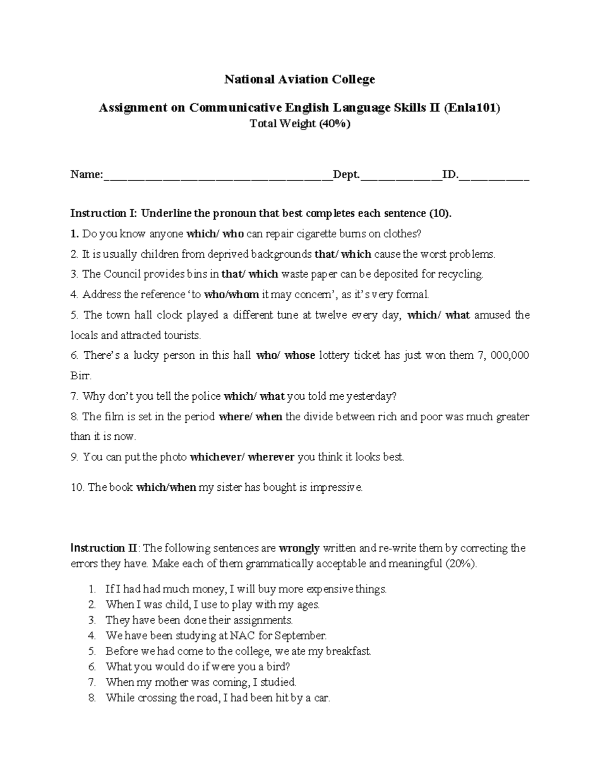 Ass. Comm - Communicative English Language Skills II (Enla101) - Studocu