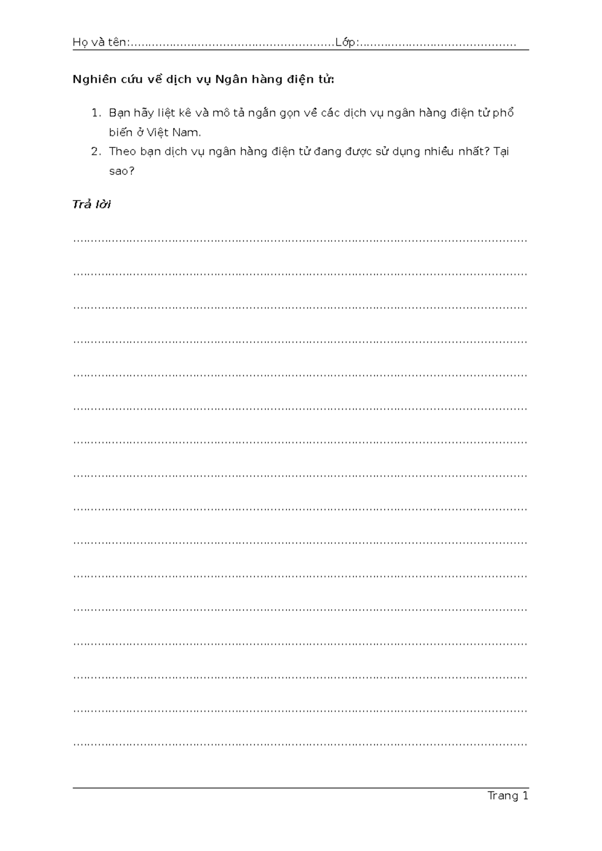 Core Banking Practice Test 3 - Họ và - Studocu