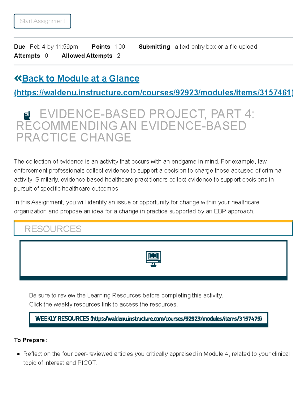 Module 6 Assignment: Evidence-Based Practice Change Proposal - Studocu