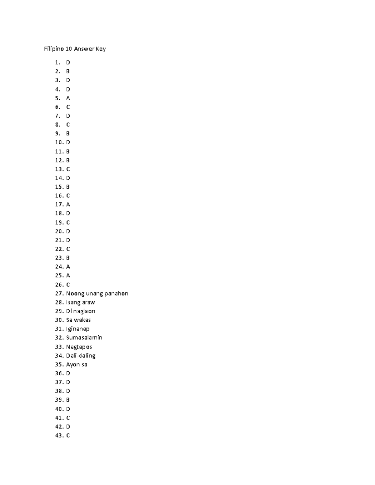 Filipino 10 1st Qtr Exam Answer Key & Writing Task Guide - Studocu