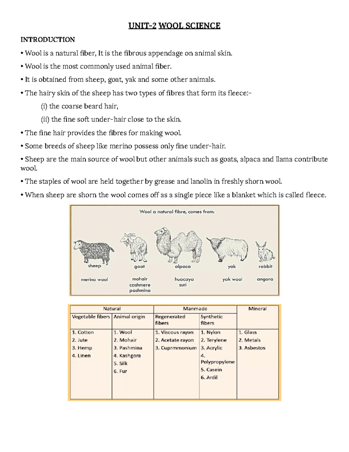 LPT UNIT 2 LECTURE 1: Understanding Wool Science and Properties - Studocu