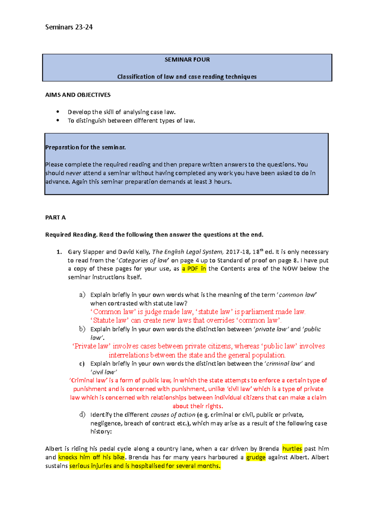 Seminar 4: Analysis of Dada Case and Legal Classification Techniques ...