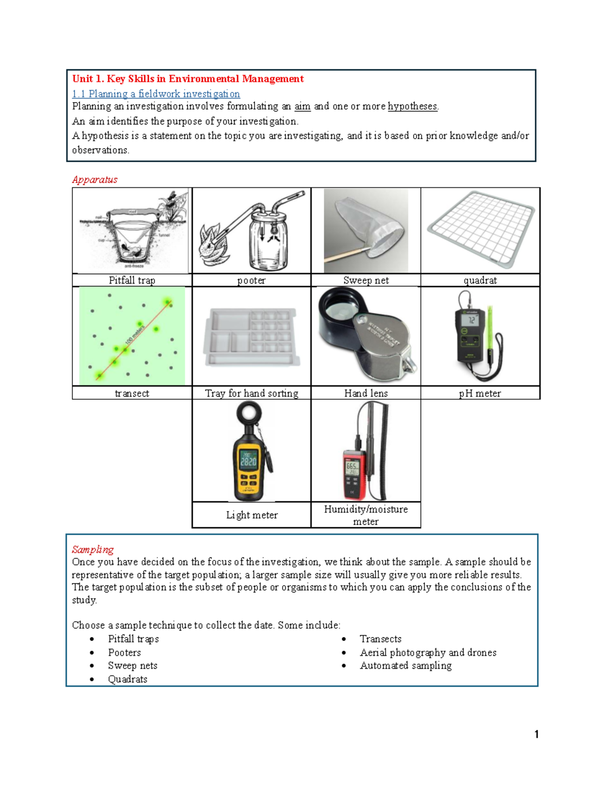 Unit 1: Key Skills in Environmental Management - Class Notes - Studocu