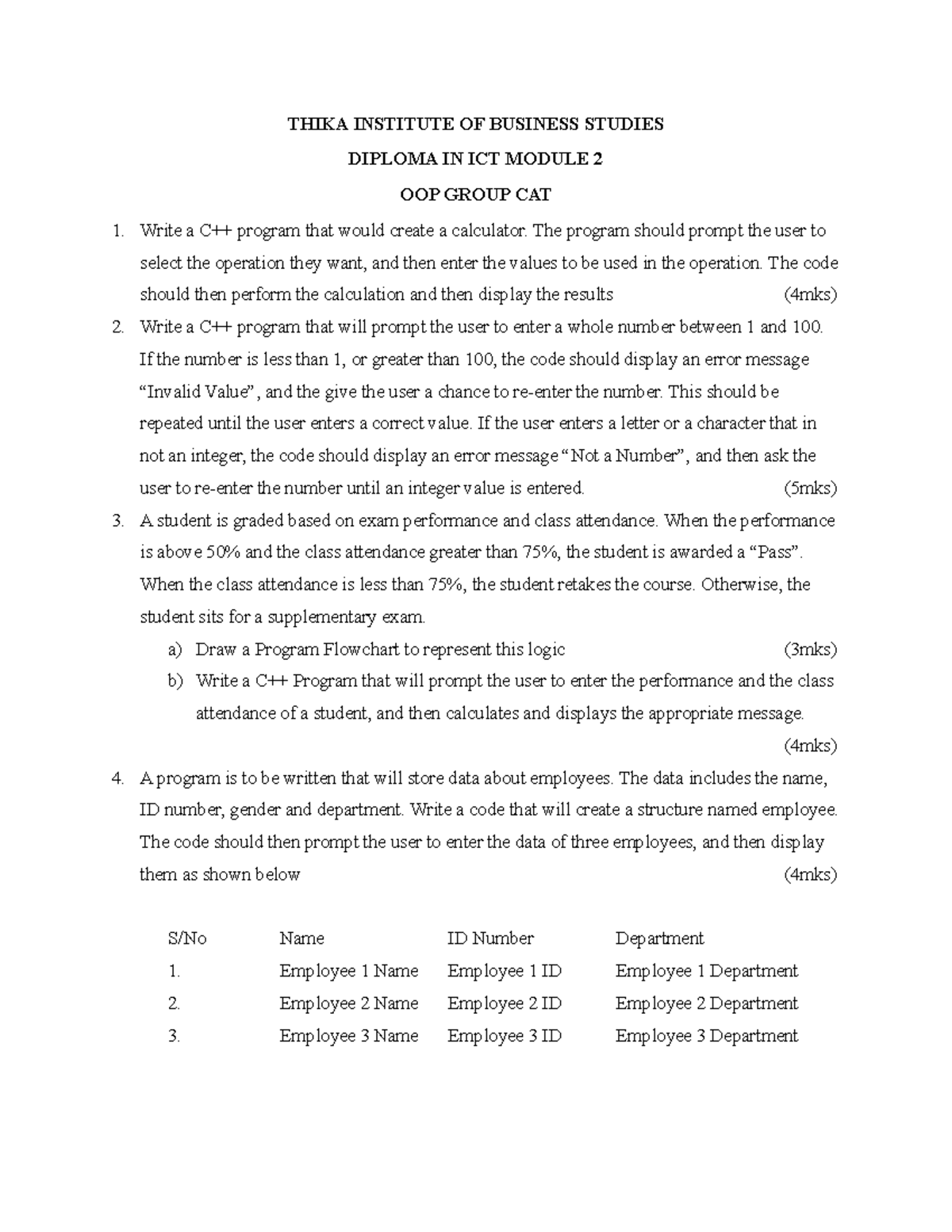 OOP Group CAT 1 - Calculator & Student Grading Programs - Studocu