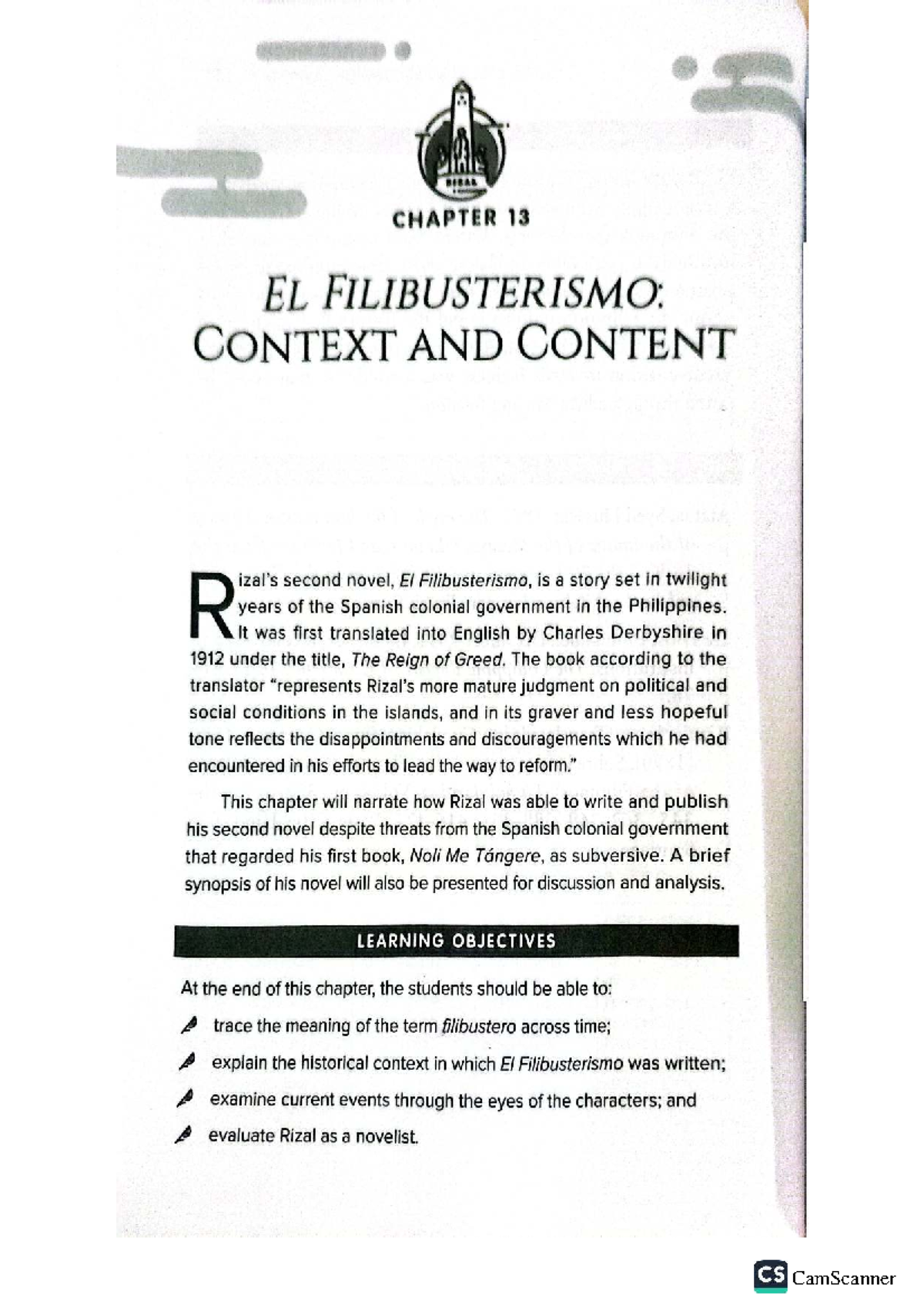 Chapter 13: El Filibusterismo - Context and Content (GE 9) - Studocu