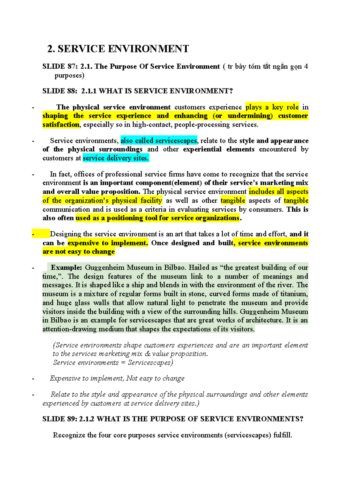WHAT IS THE Purpose OF Service Environments - e2. SERVICE ENVIRONMENT ...