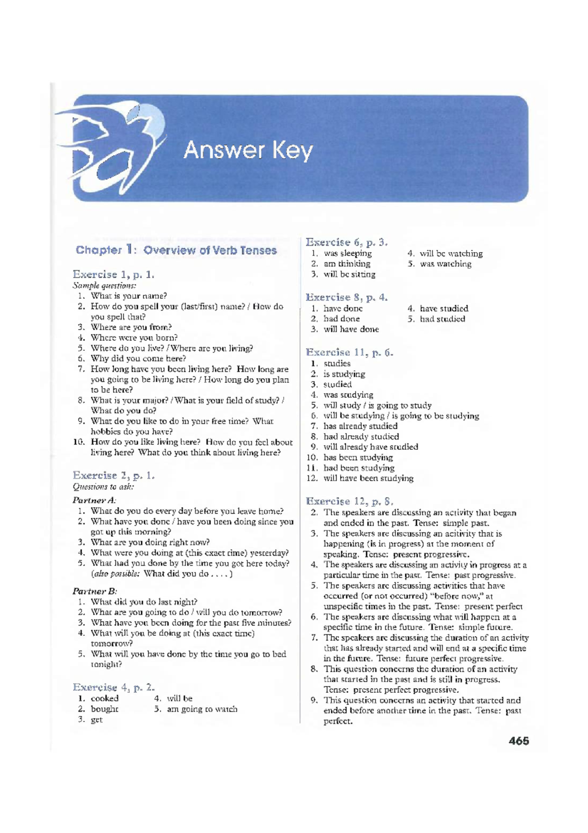 Answer Key: English Verb Tenses Exercises (Toaz) - Studocu