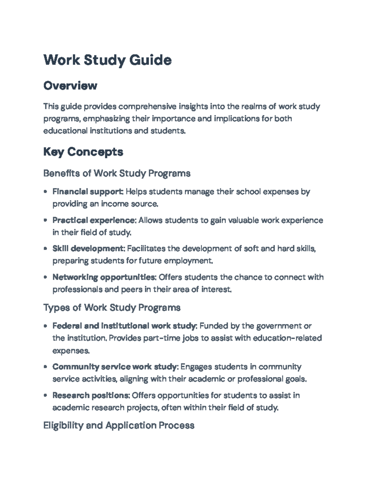Work Study Programs: Comprehensive Guide and Implementation Insights - Work Study Guide Overview ...