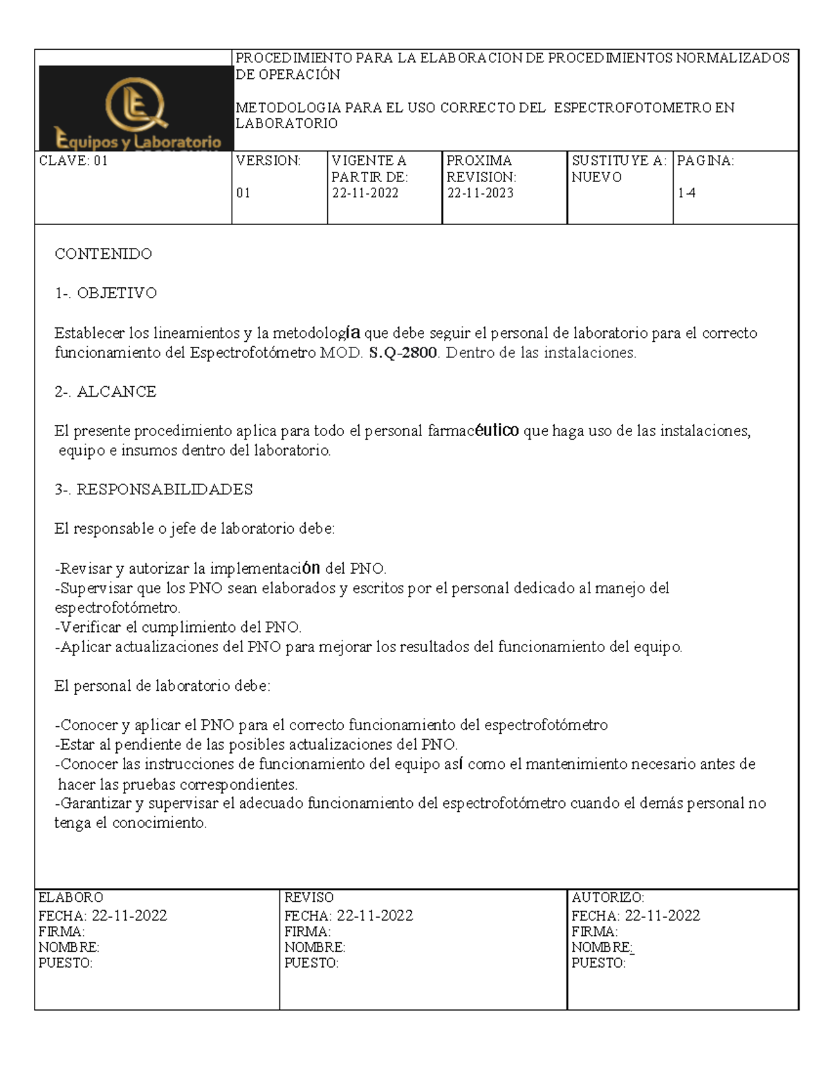 Metodología para el Uso del Espectrofotómetro en Laboratorio - PNO - Studocu