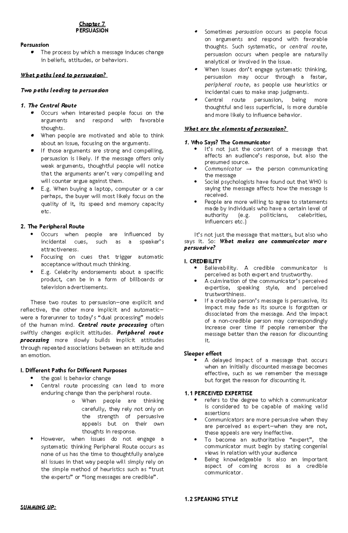 Chapter 7-10 Socpsych - Persuasion Overview & Key Concepts Review - Studocu