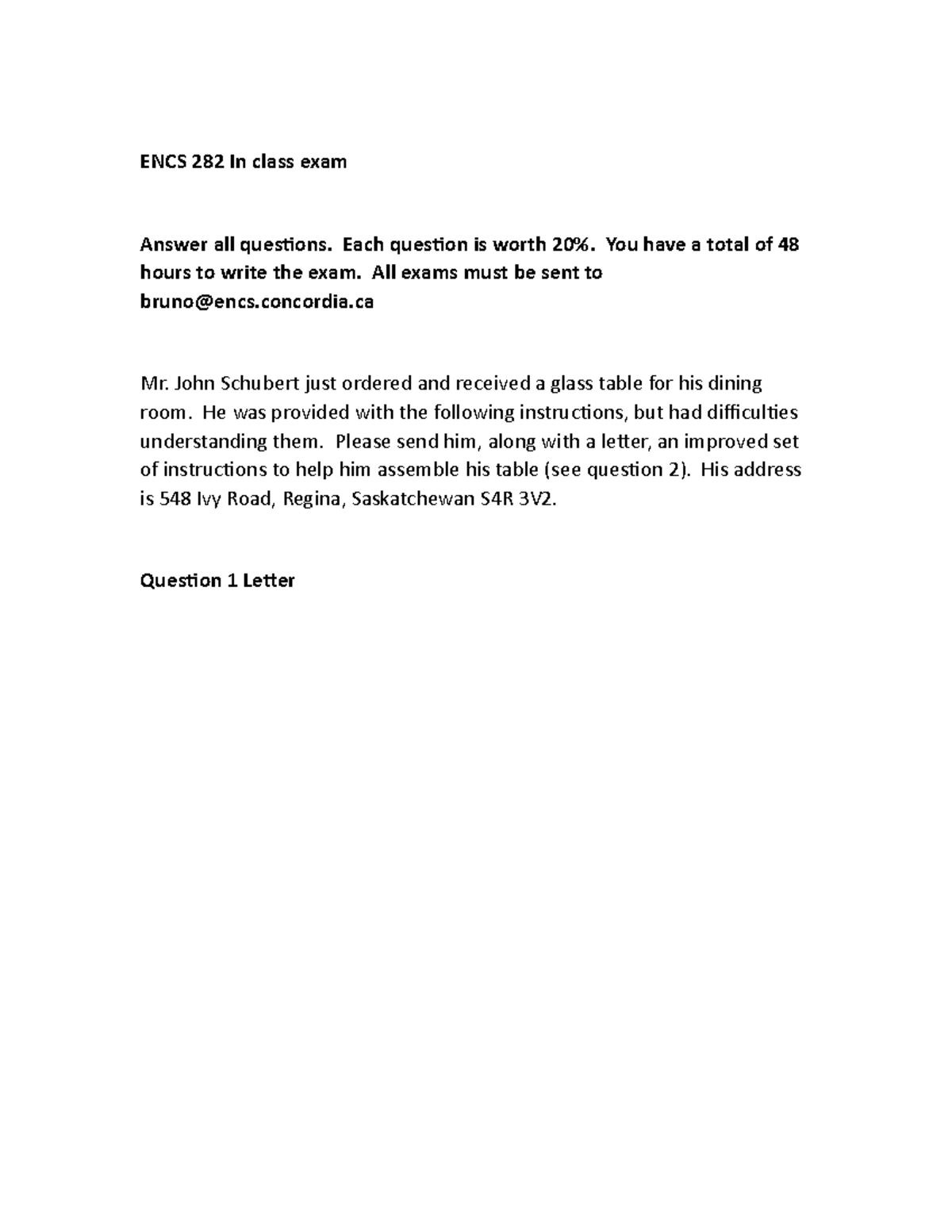 ENCS 282 Final Exam Instructions and Questions Overview - Studocu